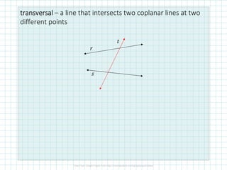 3.2 Parallel Lines and Transversals | PPT