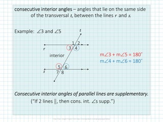 3.2 Parallel Lines and Transversals | PPT