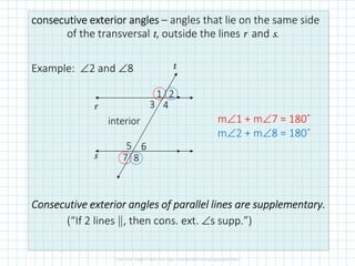 3.2 Parallel Lines and Transversals | PPT