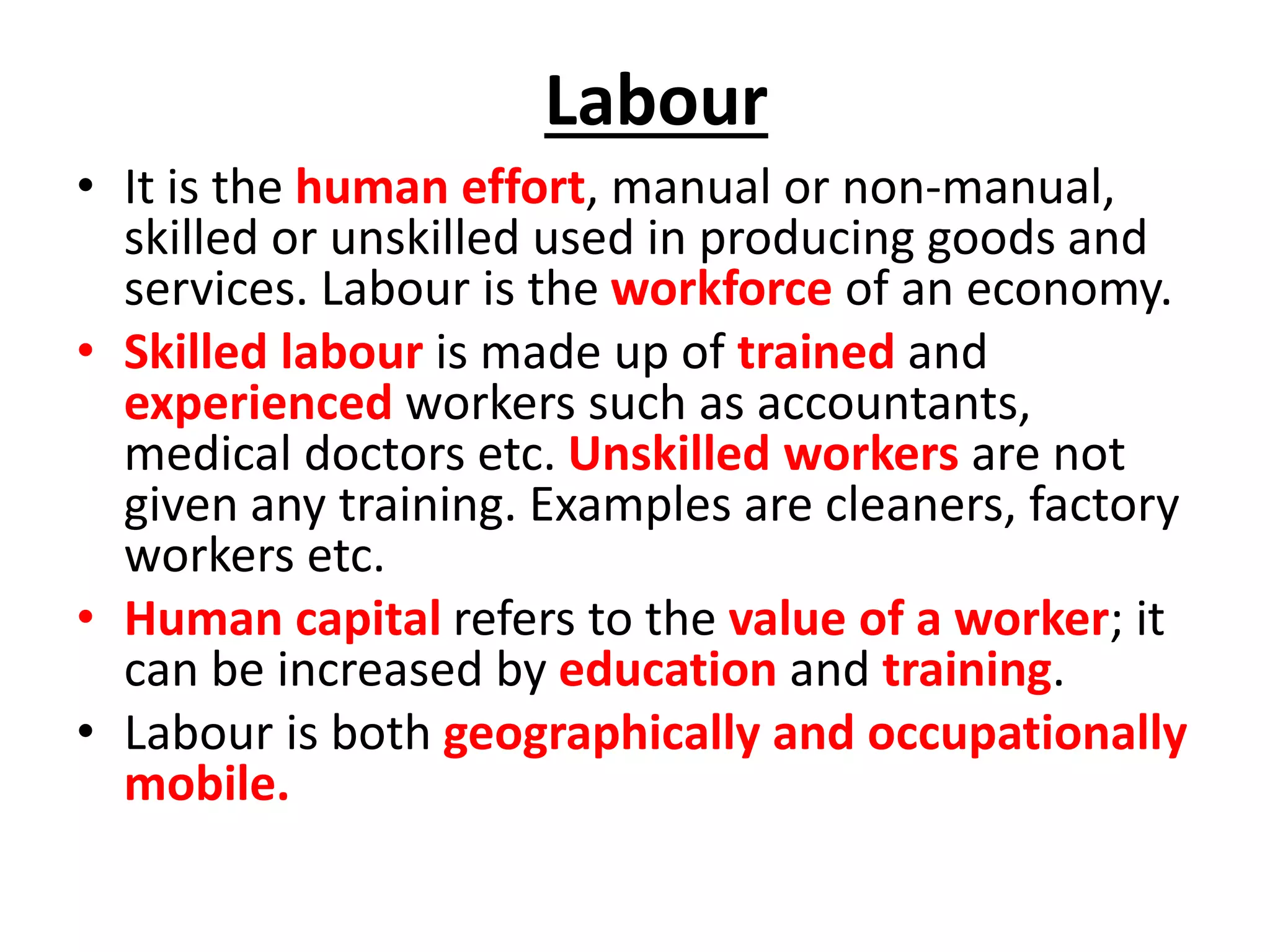 factors of production- ECONOMICS AS LEVEL | PPTX
