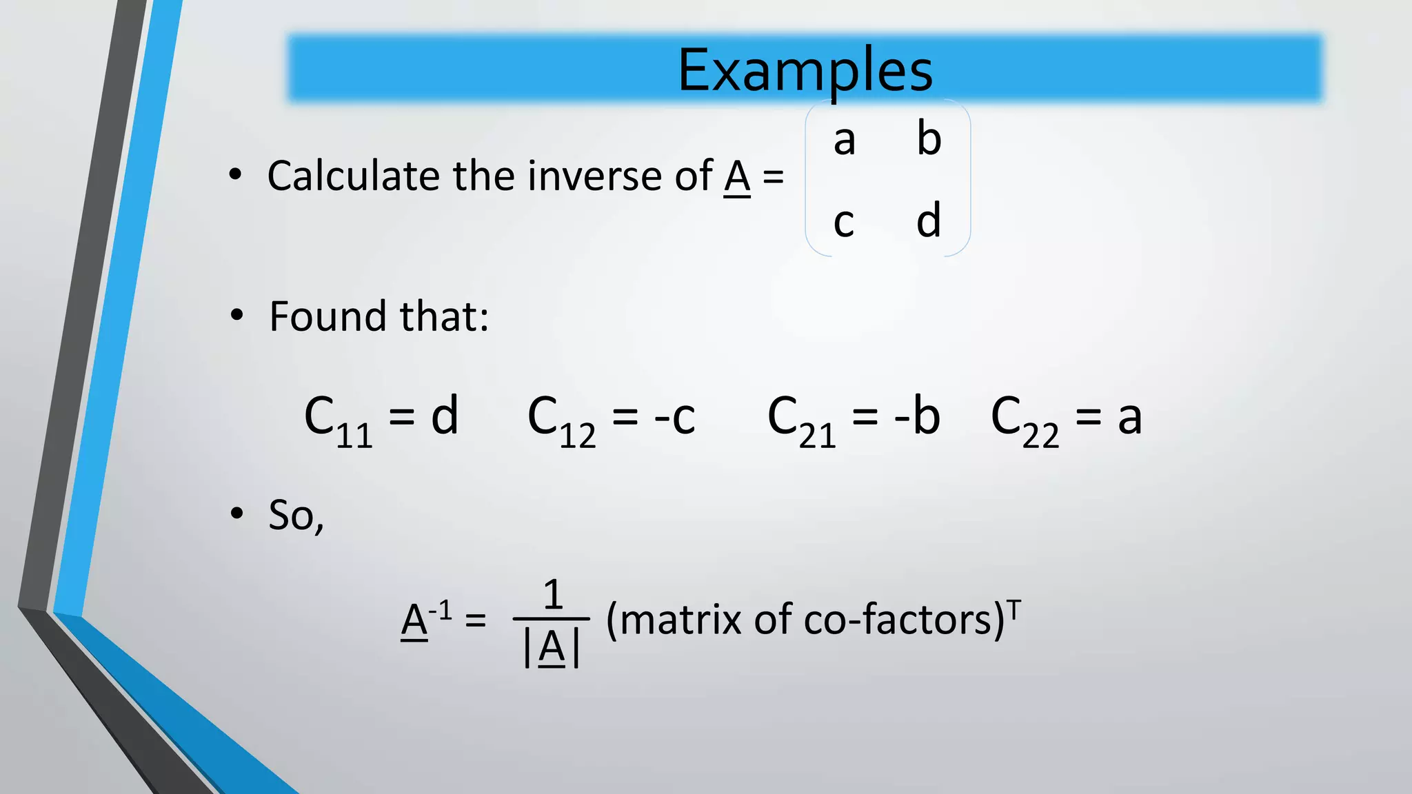 the inverse of the matrix | PPTX
