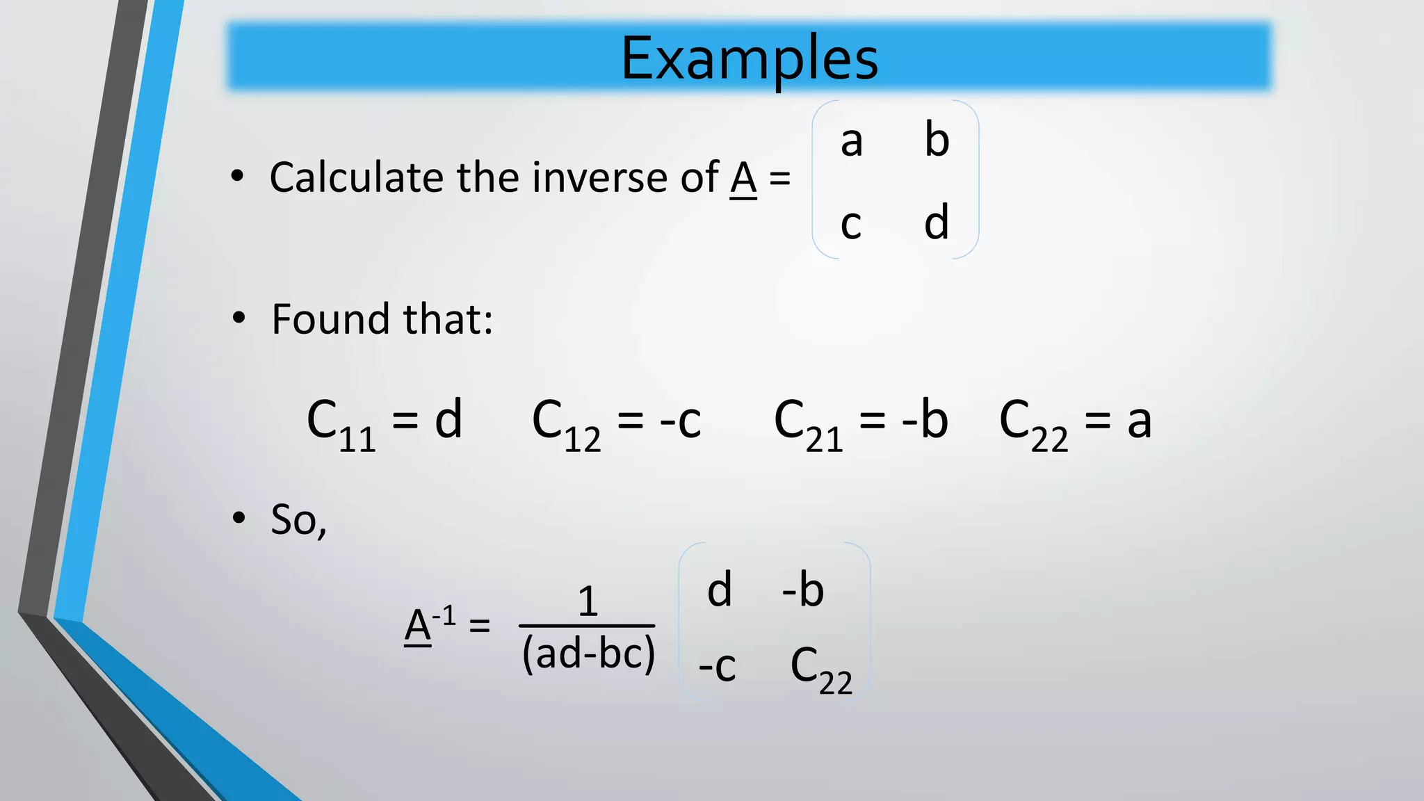 the inverse of the matrix | PPTX