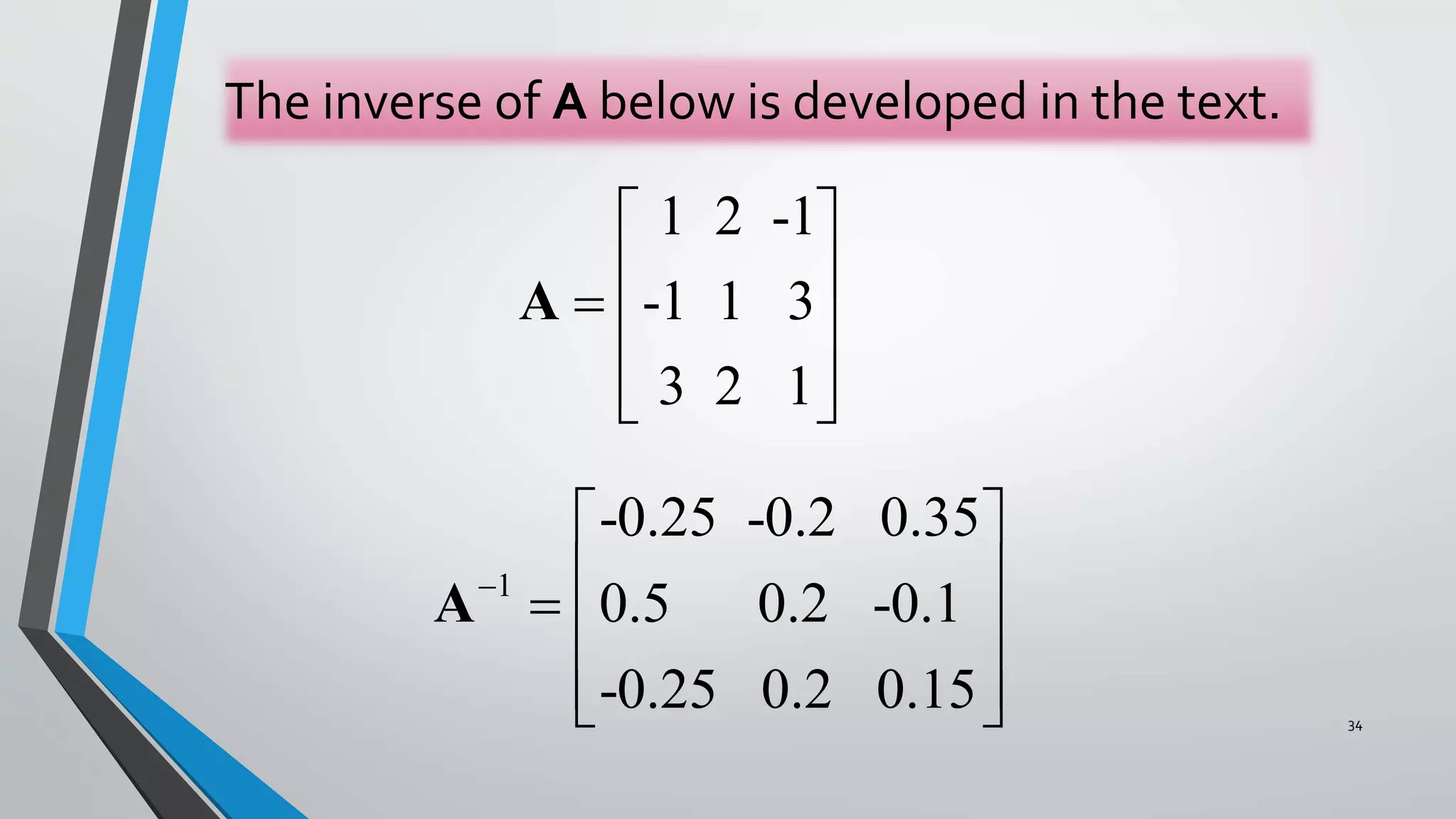 the inverse of the matrix | PPTX