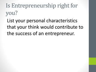 Characteristics of Successful Entrepreneurs | PPTX