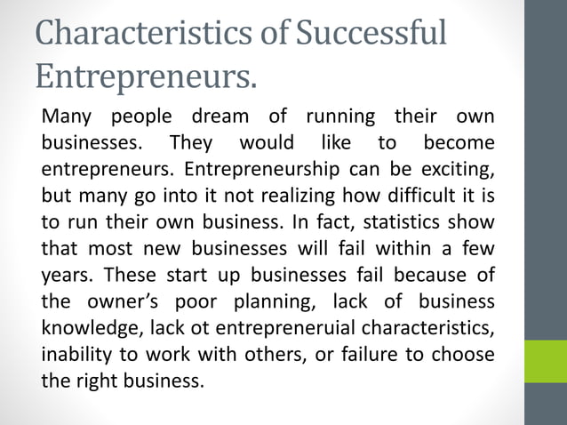 Characteristics of Successful Entrepreneurs | PPTX | Startups | Business