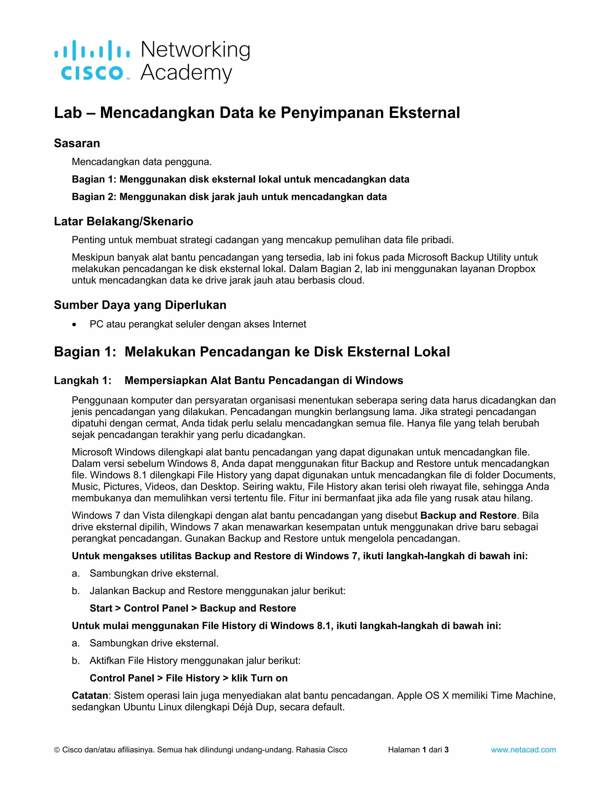 3.1.2.3 lab backup data to external storage | PDF