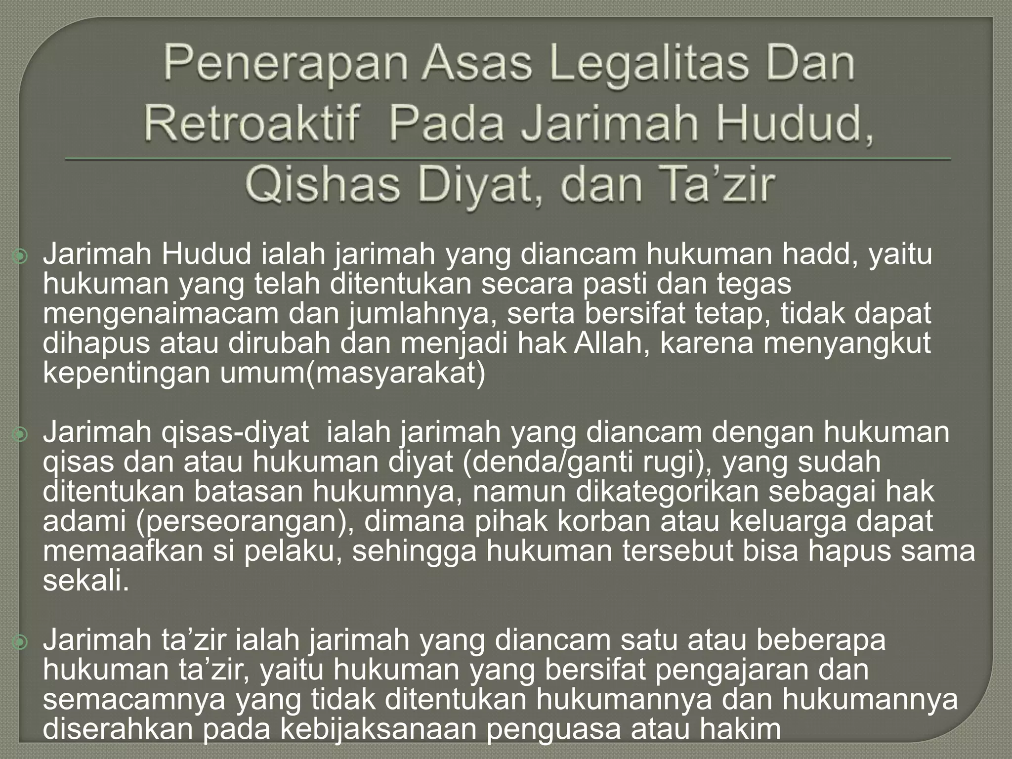 3. asas asas hukum pidana islam | PPTX