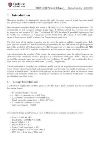 3.7 GHz Microwave Amplifier Design | PDF