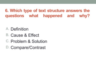 Quiz about the 9 structures of academic text - EAPP | PPTX