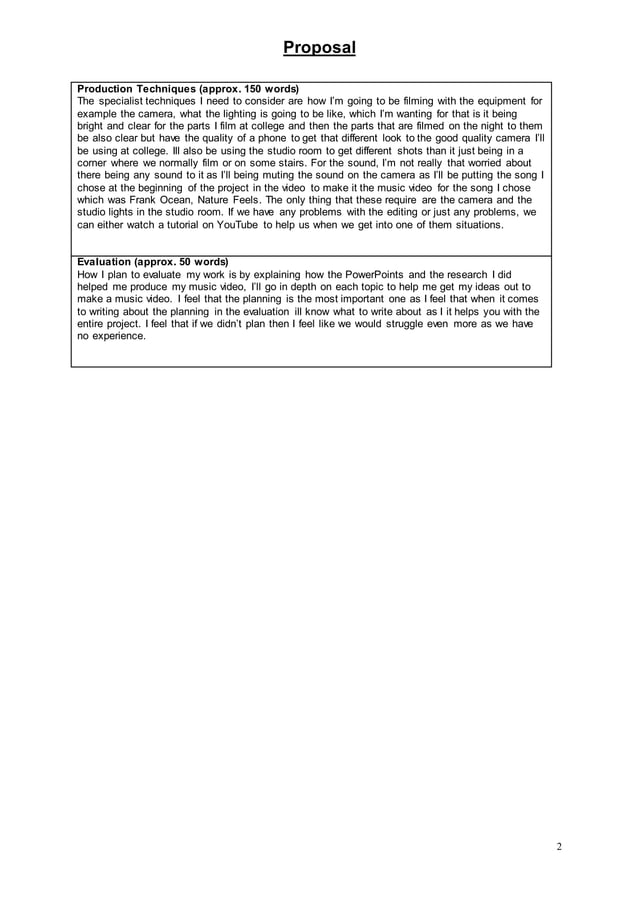 Proposal mv 2018 | DOCX | Video Production | Content Production