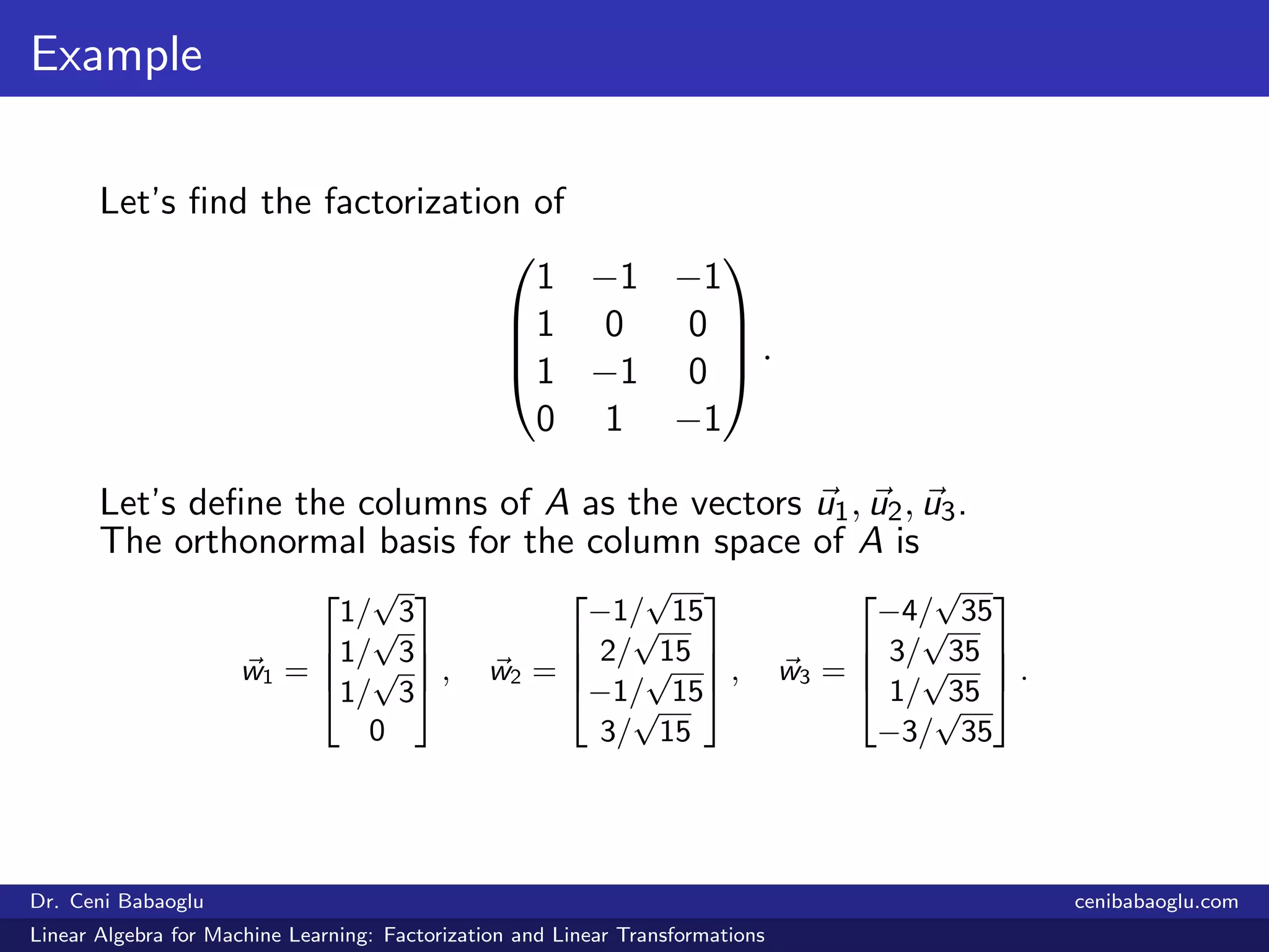 3 Linear Algebra For Machine Learning Factorization And Linear Transformations Pdf
