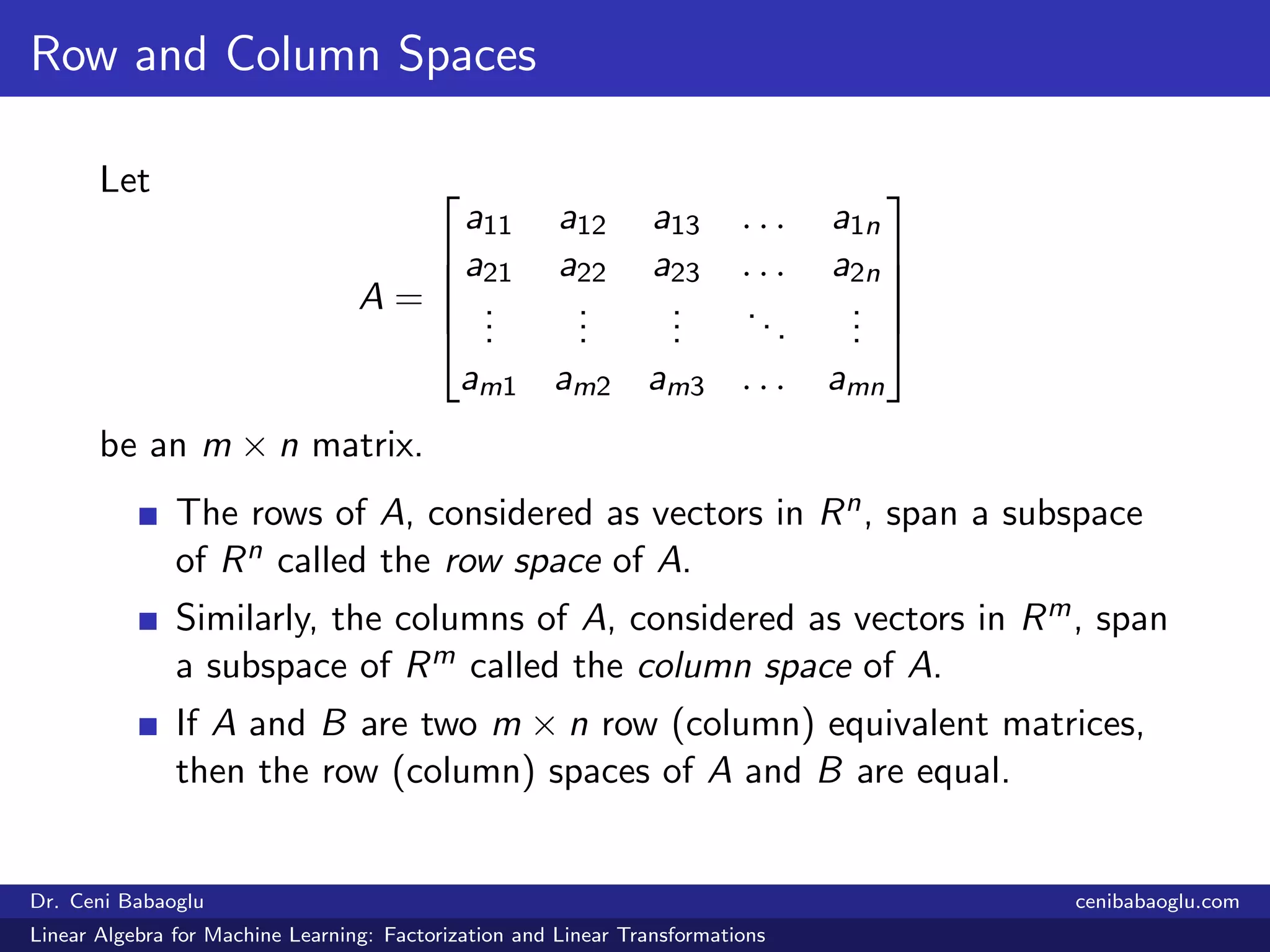 3. Linear Algebra for Machine Learning: Factorization and Linear Transformations | PDF