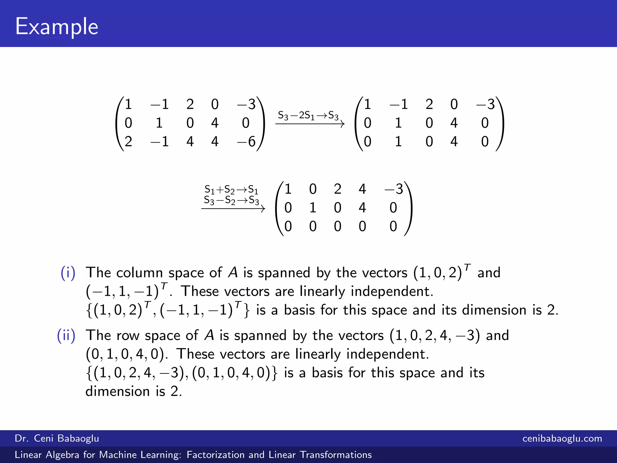 3 Linear Algebra For Machine Learning Factorization And Linear Transformations Pdf