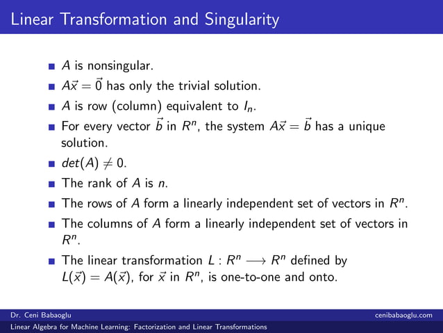3. Linear Algebra for Machine Learning: Factorization and Linear ...