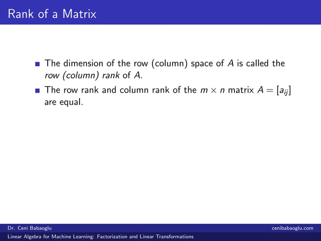 3. Linear Algebra for Machine Learning: Factorization and Linear ...