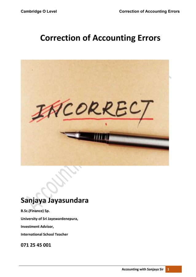 3. correction of accounting errors new | PDF
