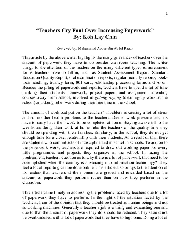 Teachers Cry Foul Over Increasing Paperwork | PDF
