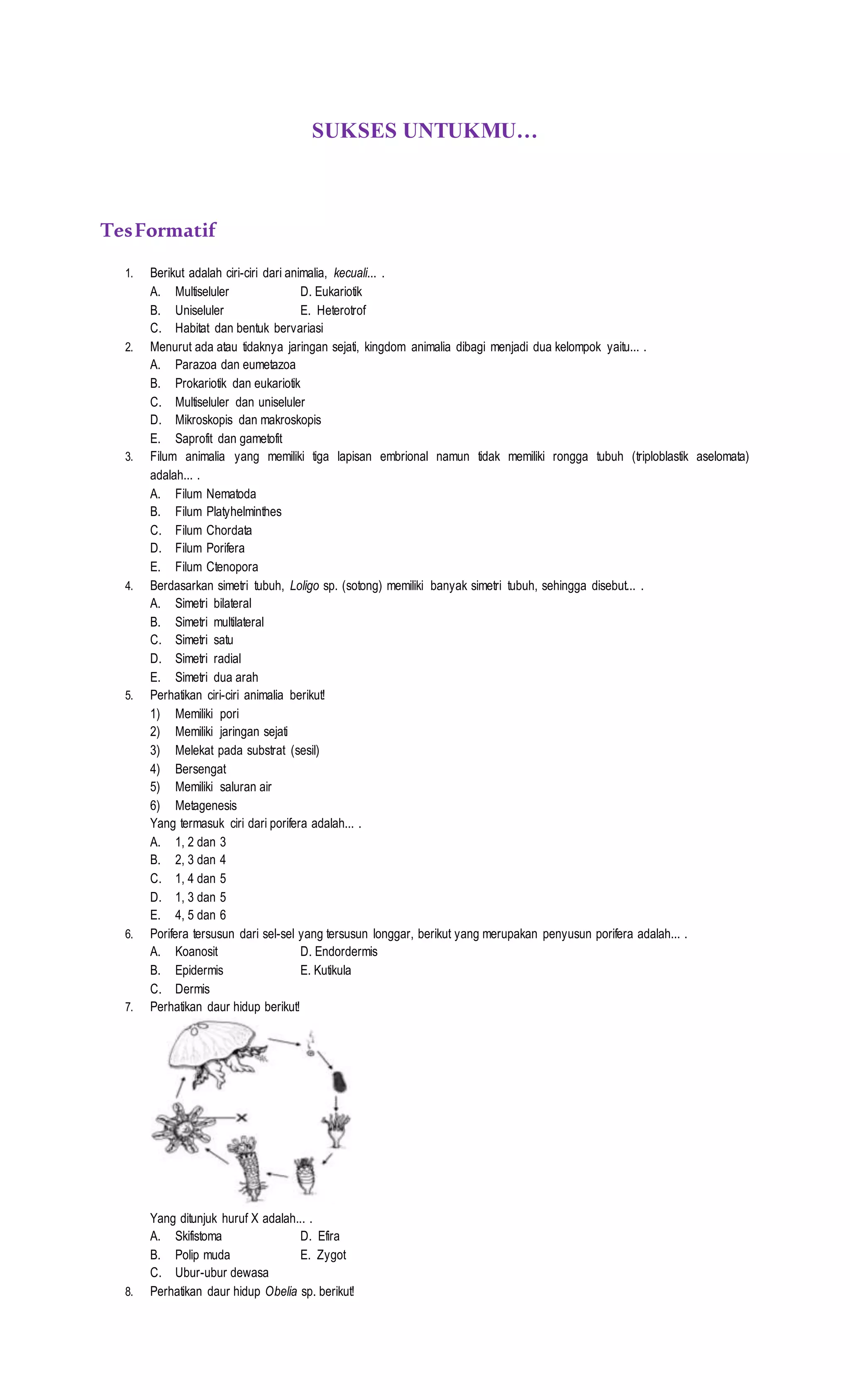 3.9 animalia 1 porifera & coelenterata pramu man 1 mojokerto | PDF