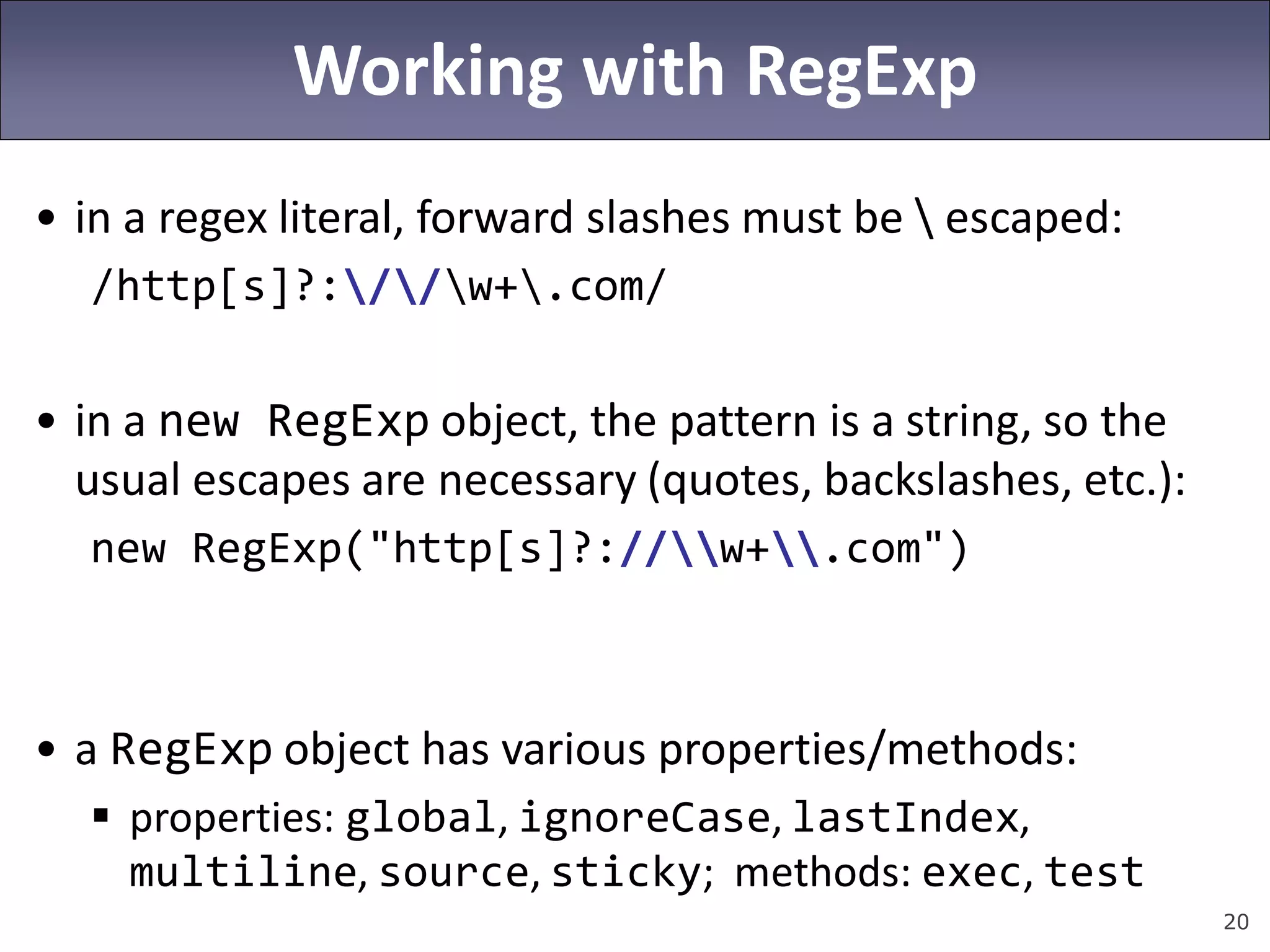 3.2 javascript regex | PDF | Internet for Beginners | Internet 3.2 javascript regex | PDF | Internet for Beginners | Internet