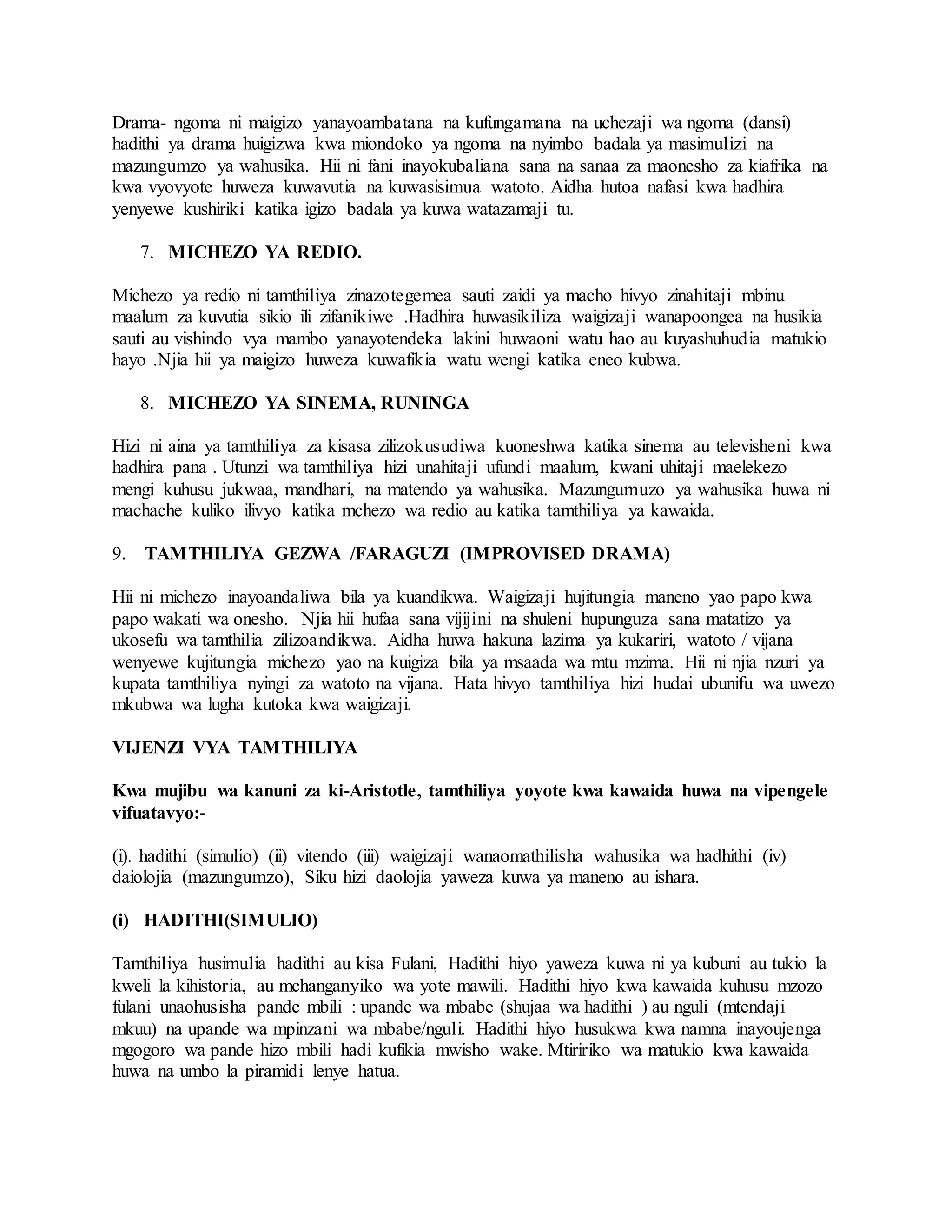 MAENDELEO YA FASIHI SIMULIZI | DOCX