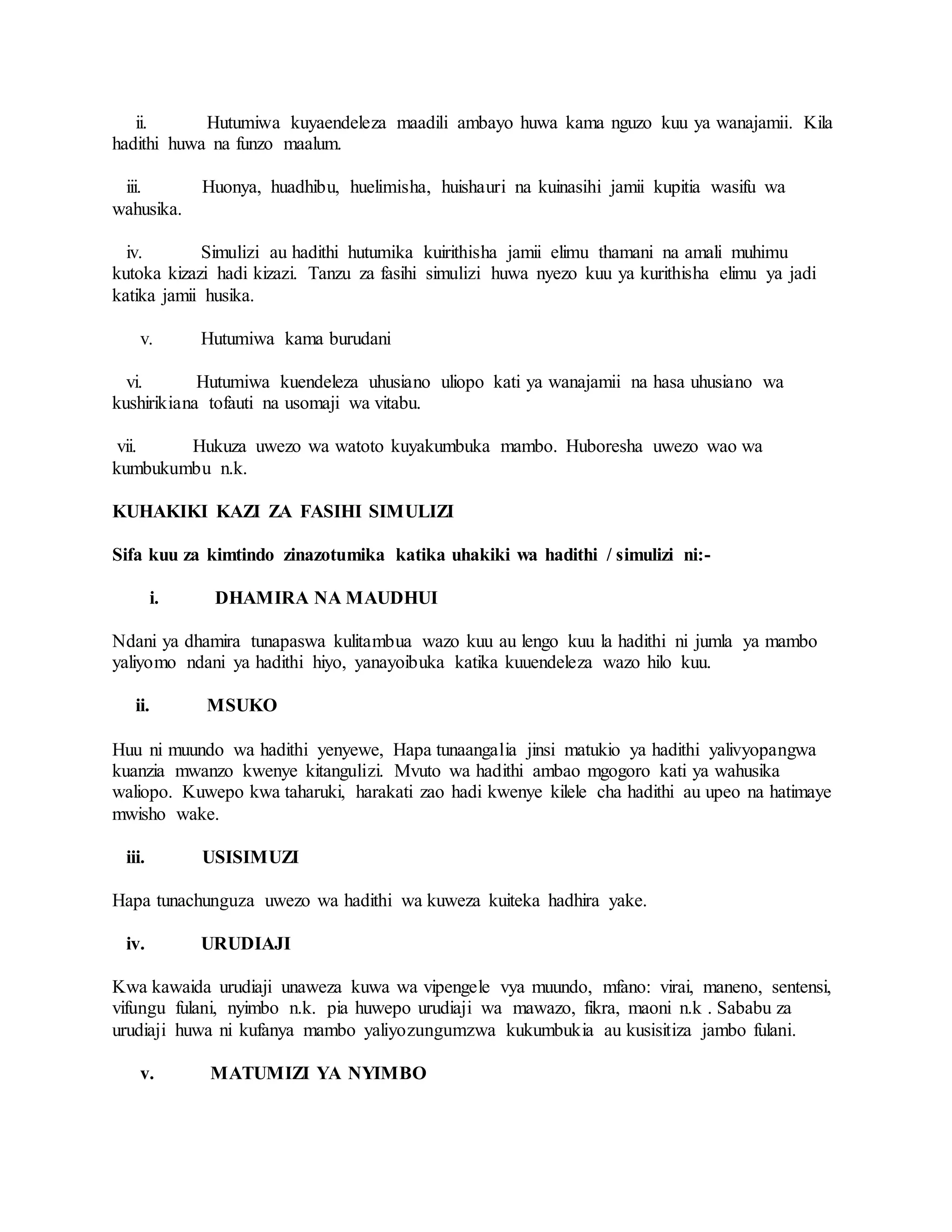 MAENDELEO YA FASIHI SIMULIZI | DOCX