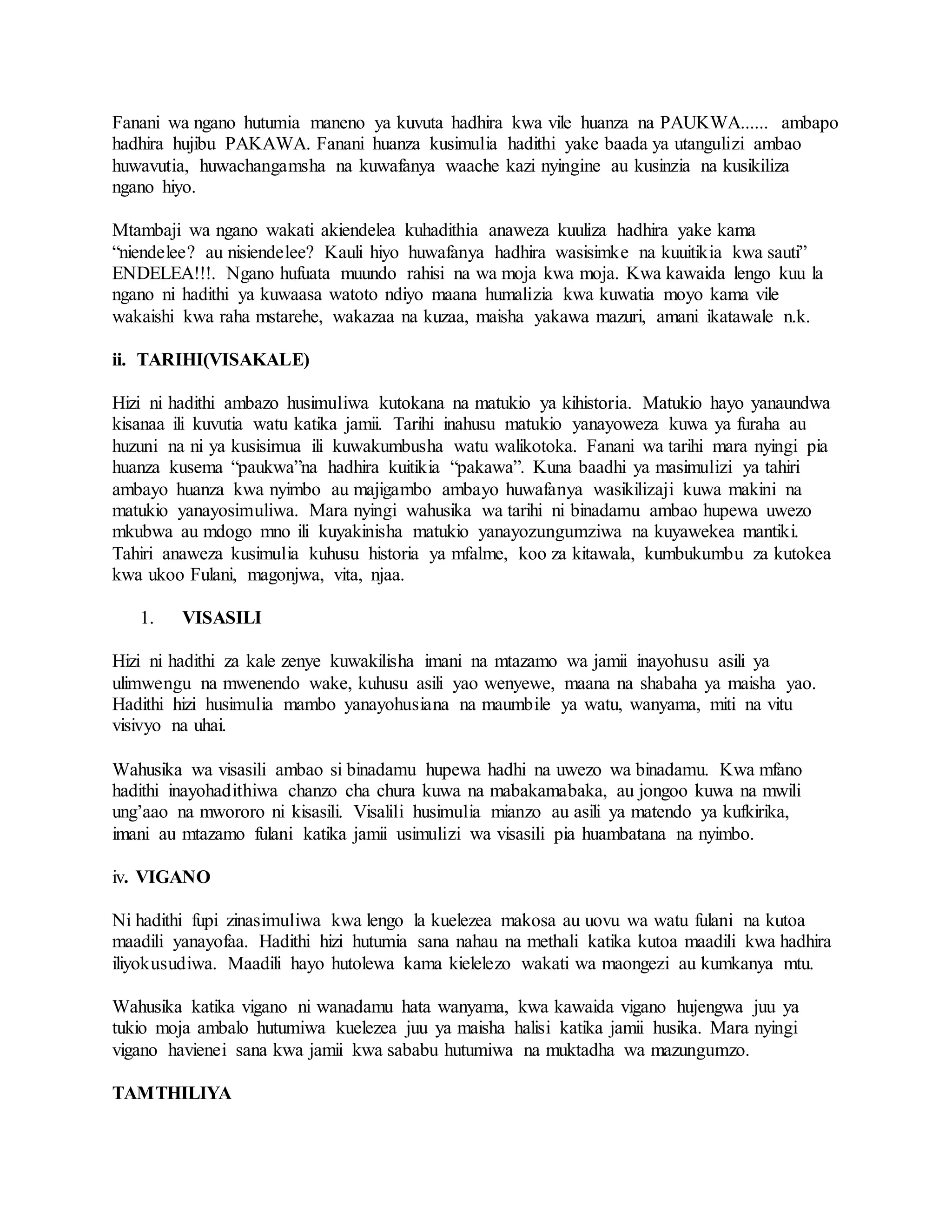 MAENDELEO YA FASIHI SIMULIZI | DOCX