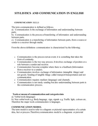 STYLISTICS AND COMMUNICATION IN ENGLISH | DOCX