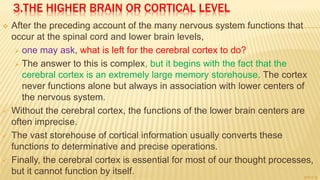 3. lecture 3. major levels of the cns | PPT
