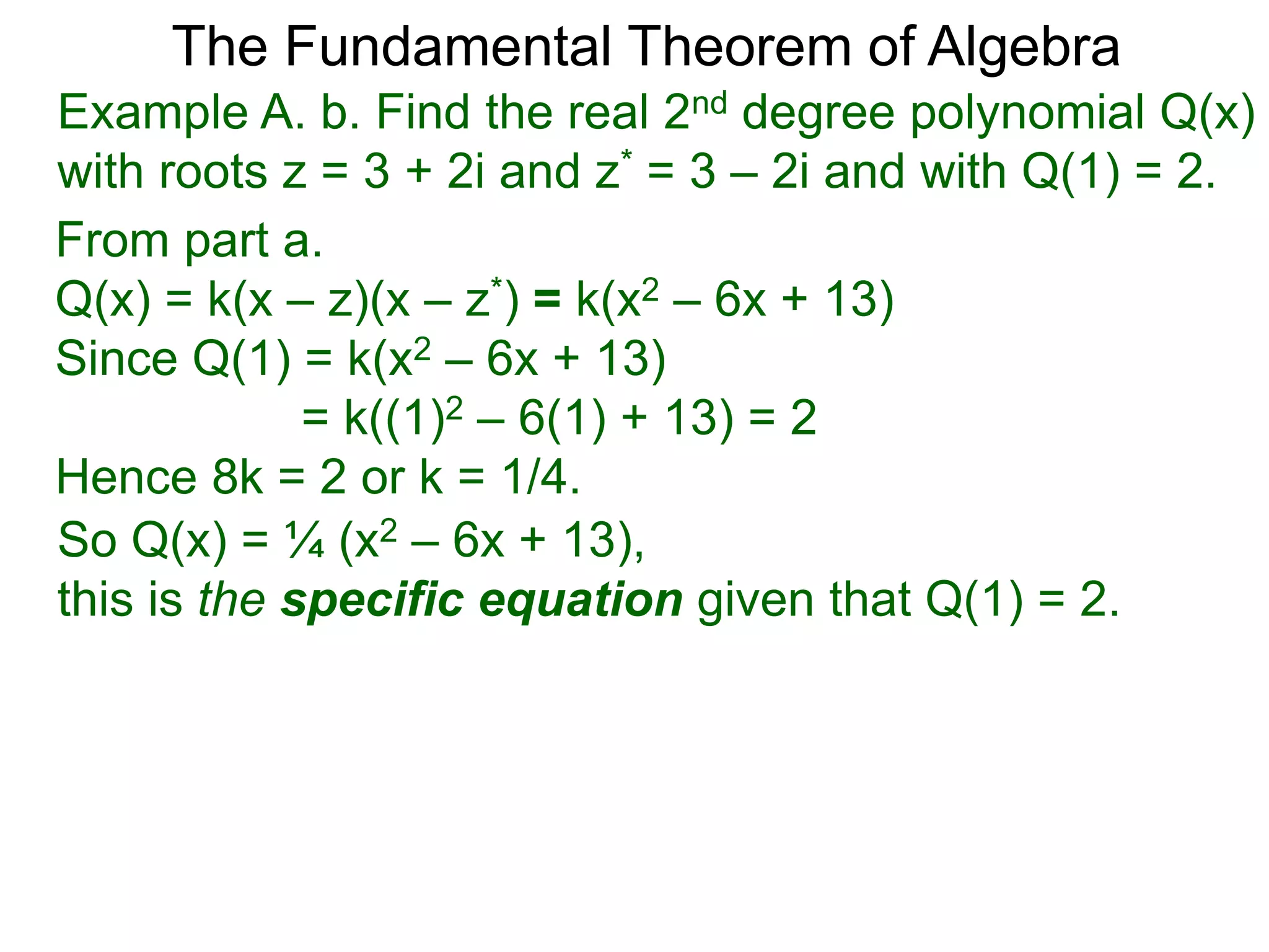 3.3 the fundamental theorem of algebra t | PPTX