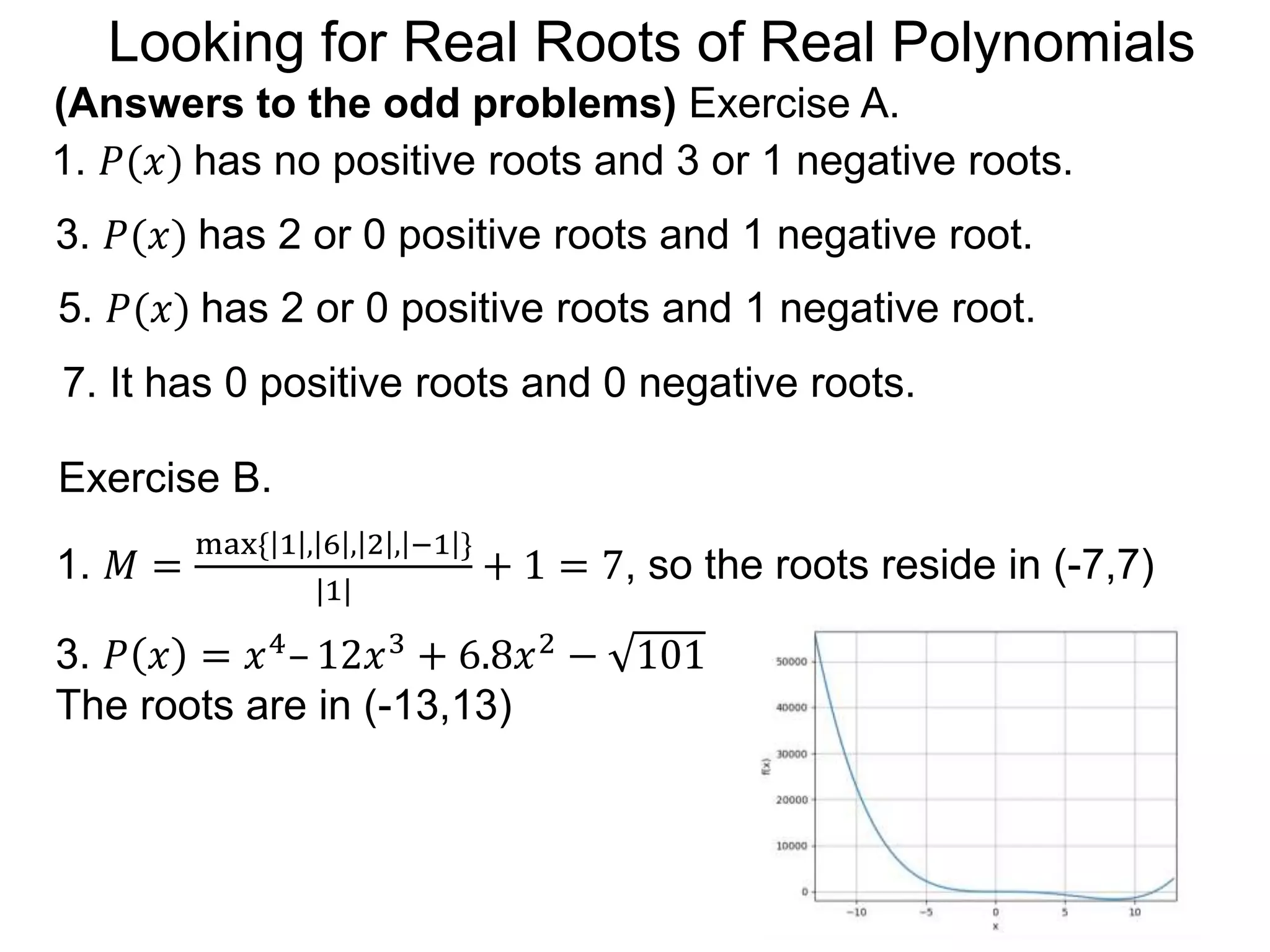 3.4 looking for real roots of real polynomials t | PPT