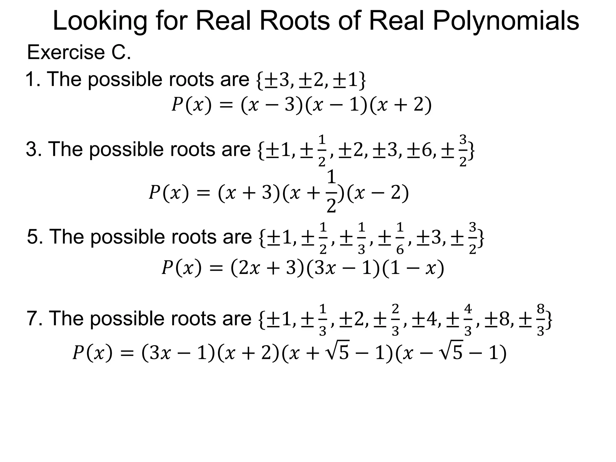 3.4 looking for real roots of real polynomials t | PPT