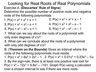 3.4 looking for real roots of real polynomials t | PPT