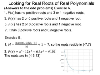 3.4 looking for real roots of real polynomials t | PPT