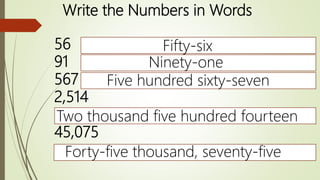 3. reading and writing numbers activities | PPTX