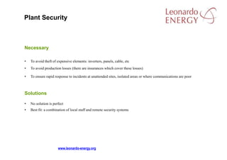 Photovoltaic Training Course - Module 3.4 - plant security | PPTX