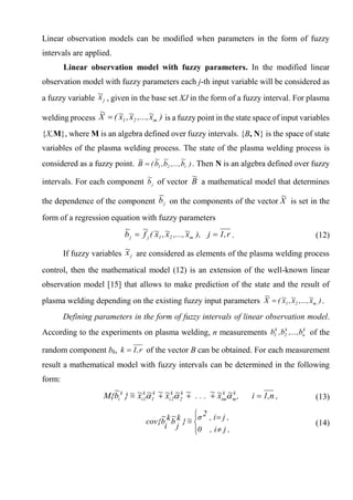 RESEARCH ON THE POSSIBILITIES OF USING LINEAR OBSERVATION MODELS IN ...