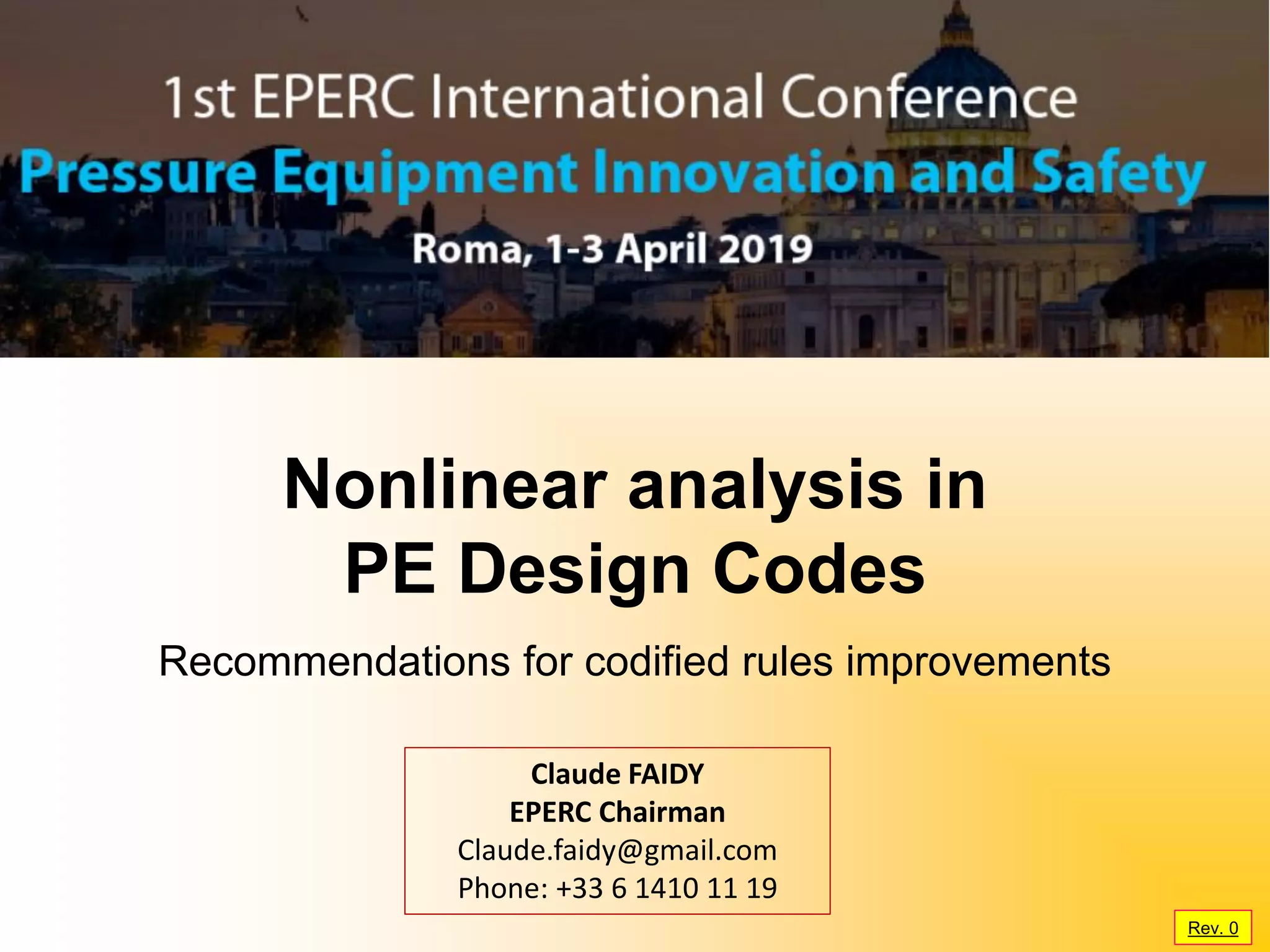 Nonlinear analysis in pressure vessel design codes: recommendations for ...