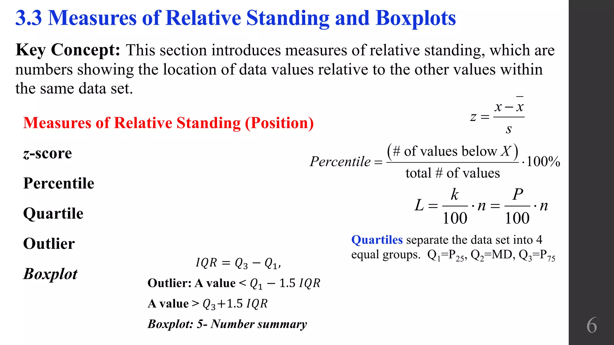 3 3 Measures Of Relative Standing And Boxplots Ppt