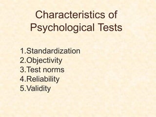 3. characteristics of psychological tests S.Lakshmanan Psychologist | PDF