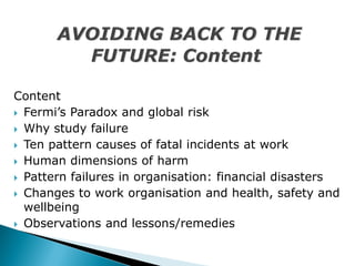 Avoiding Back to the Future – 10 Pathways to Death & Disaster | PPT