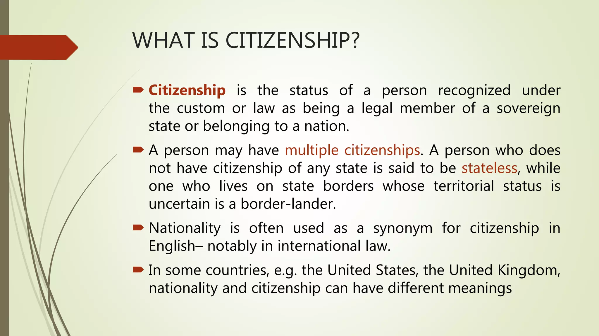 Citizenship under Indian Constitution and Citizenship act 1955 | PPTX