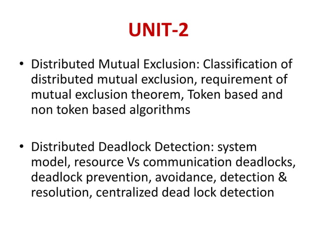 Distributed Mutual Exclusion And Distributed Deadlock Detection Ppt