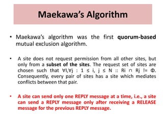 Distributed Mutual Exclusion and Distributed Deadlock Detection | PPTX