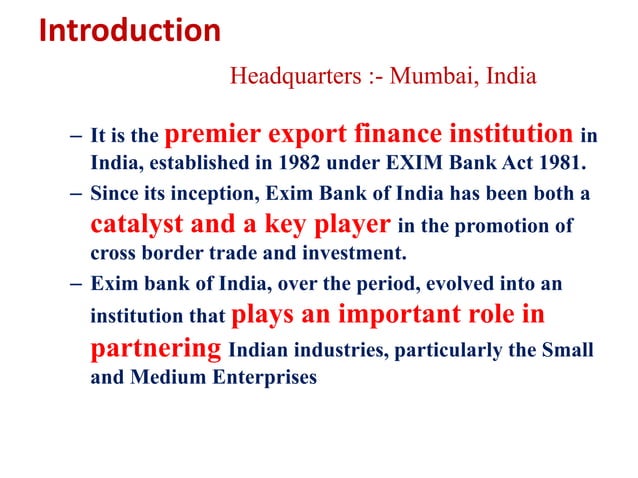FUNCTIONS OF EXIM BANK | PPTX