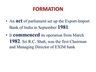 FUNCTIONS OF EXIM BANK | PPTX