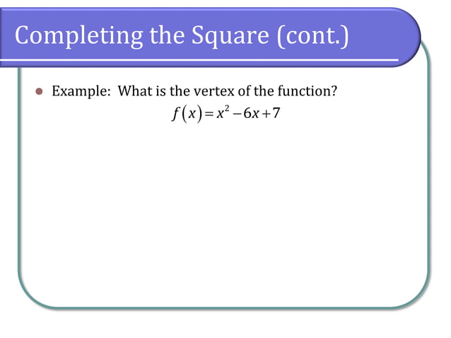 3.1 Quadratic Functions and Models | PPT