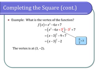 3.1 Quadratic Functions and Models | PPT