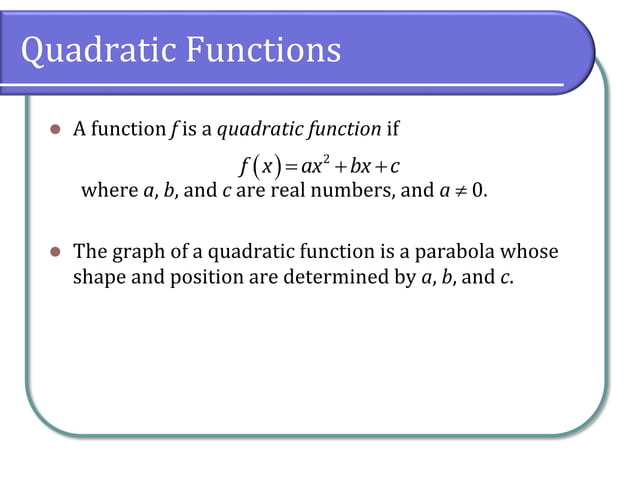 3.1 Quadratic Functions and Models | PPT