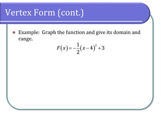 3.1 Quadratic Functions and Models | PPT
