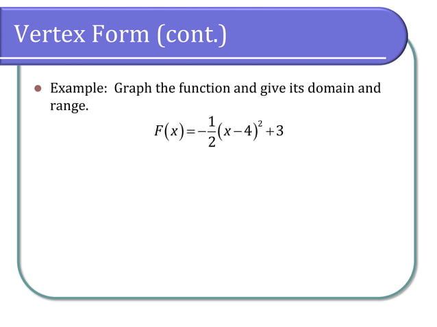 3.1 Quadratic Functions and Models | PPT